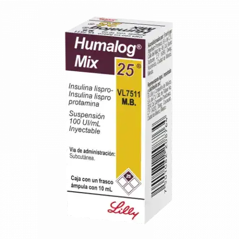 HUMALOG MIX 25 100 UI FRASCO ÁMPULA 10 ML. Insulina lispro, Insulina lispro protamina