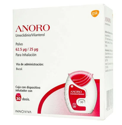 ANORO 62.5/25MCG - POL 30. Umeclidinio. Vilanterol (FN)