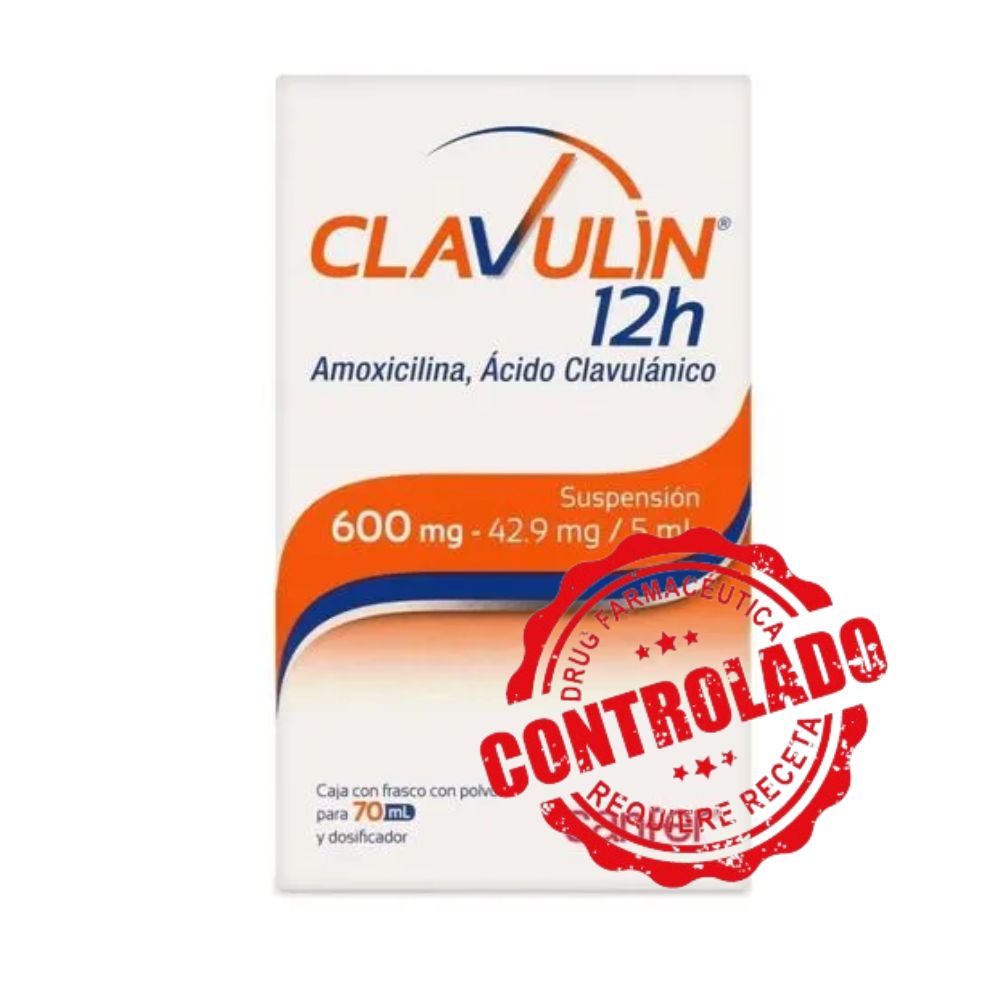 CLAVULIN 12H SUSP. FCO. 70 ML. 600-42.9 MG/5 ML. RX. Amoxicilina+Ácido ...