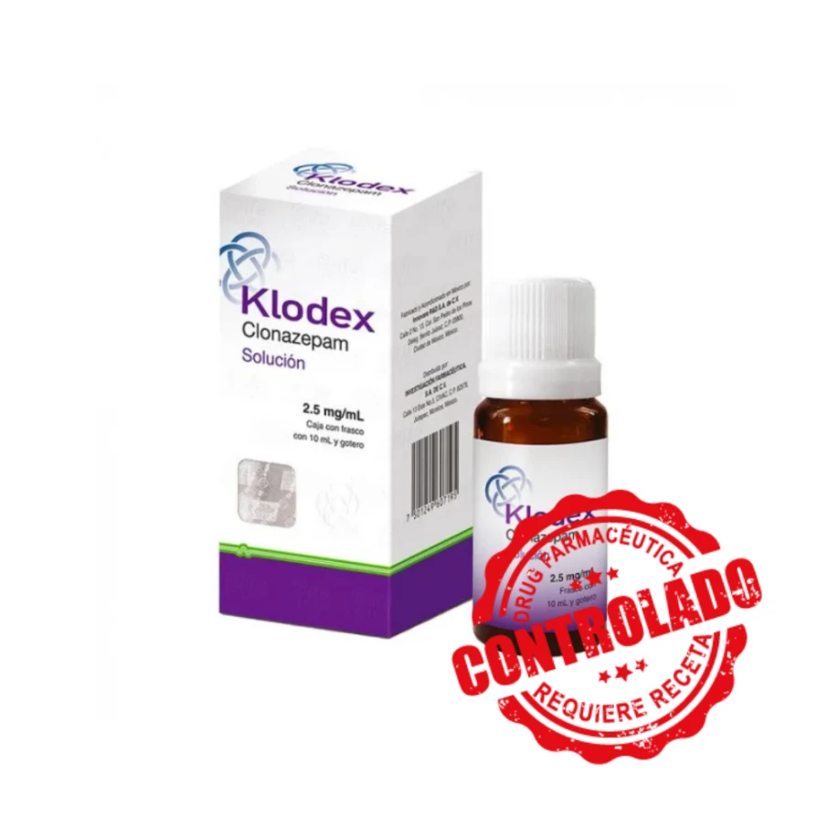 KLODEX SOL. FCO. Gotero 10 ML. 2.5 MG/1 ML. RX. Clonazepam (DF)