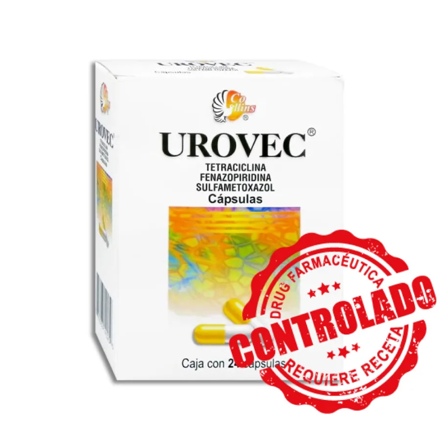 UROVEC 24 CAPS. 50/250/125 MG. RX. Fenazopiridina, Sulfametoxazol ...