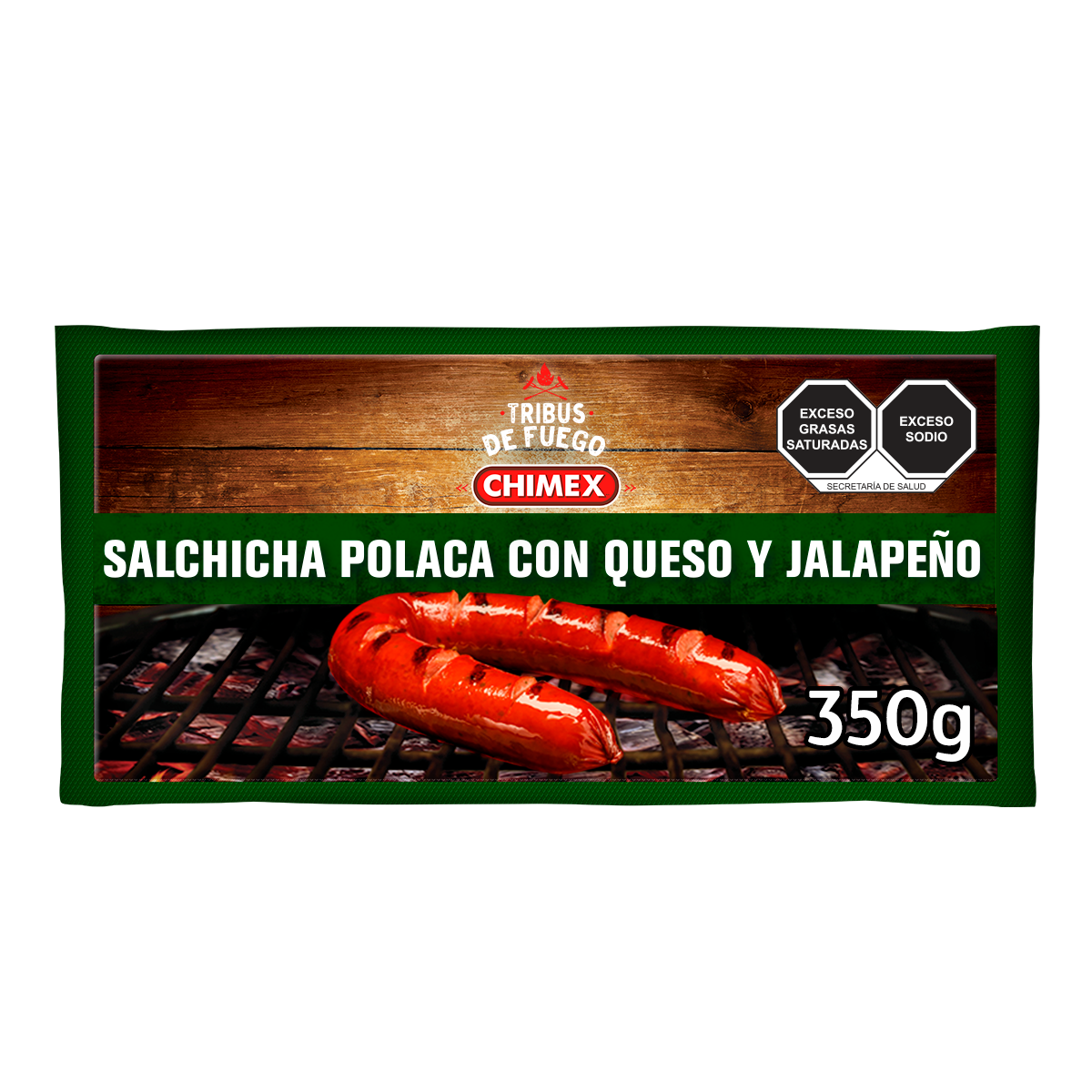 Salchicha Polaca Con Queso Y Jalapeno Tribus De Fuego Chimex 350Gr.