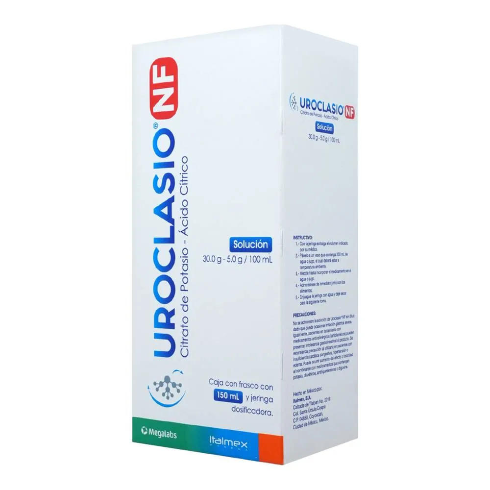 UROCLASIO NF SOLUCIÓN 150 ML. Citrato de Potasio, Ácido Cítrico (ND)