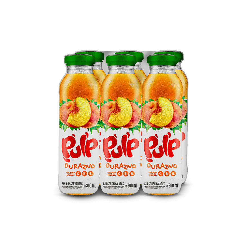 Pulp durazno vidrio 300ML