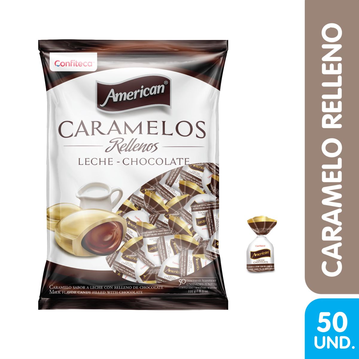 AMERICAN CARAMELO RELLENO LECHE CHOCOLATE 50X35 RV1