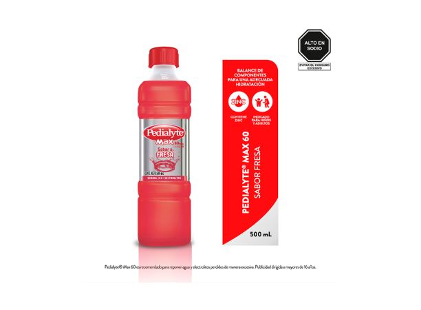 PEDIALYTE MAX 60 FRESA FRASCO X 500ML