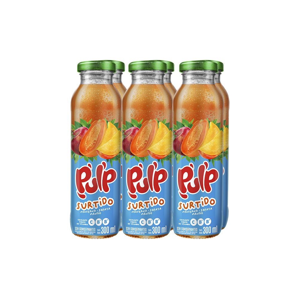 Pulp sabor surtido vidrio 300 ml