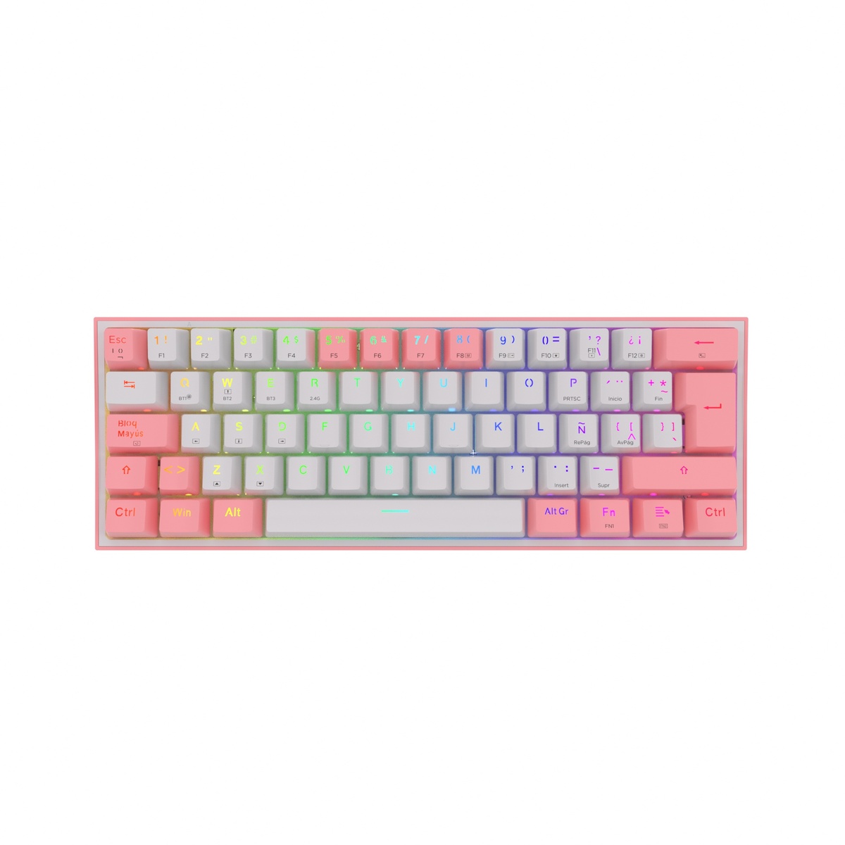 Teclado Redragon FIZZ PRO Wireless. Spanish K616-RGB-PW WHITE/PINK