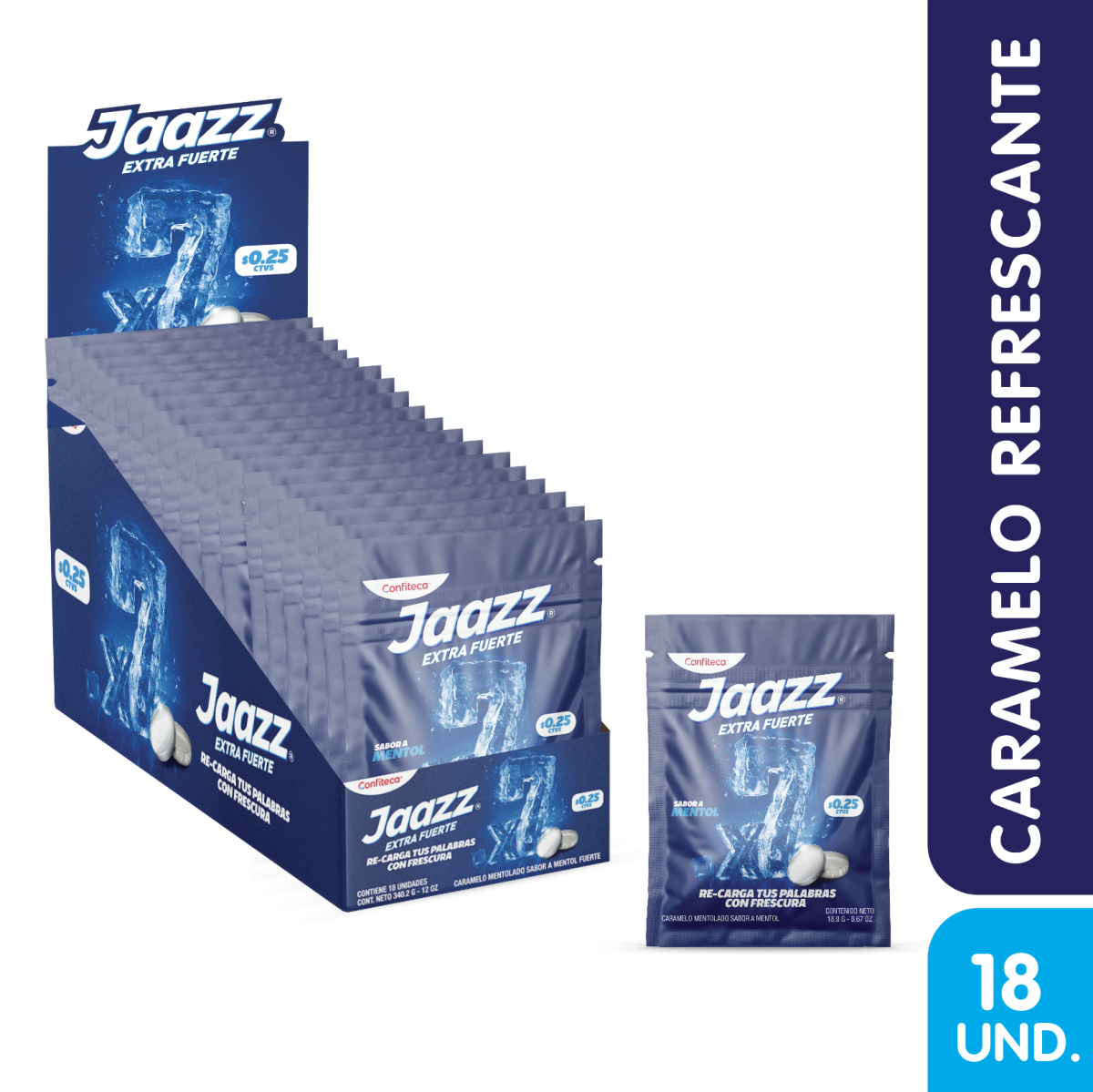 JAAZZ CARAMELO X 7 MENTOL 18 x 12 RV1