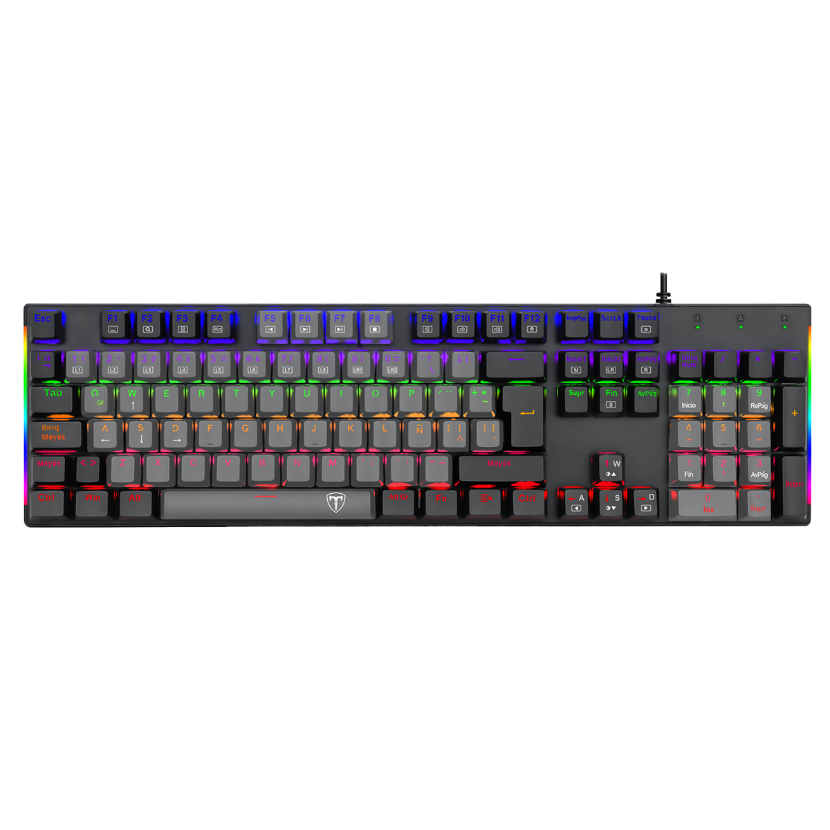 Teclado T-Dagger NAXOS Rainbow, Spanish T-TGK310-GW-SP GREY/BLACK RED SWICH