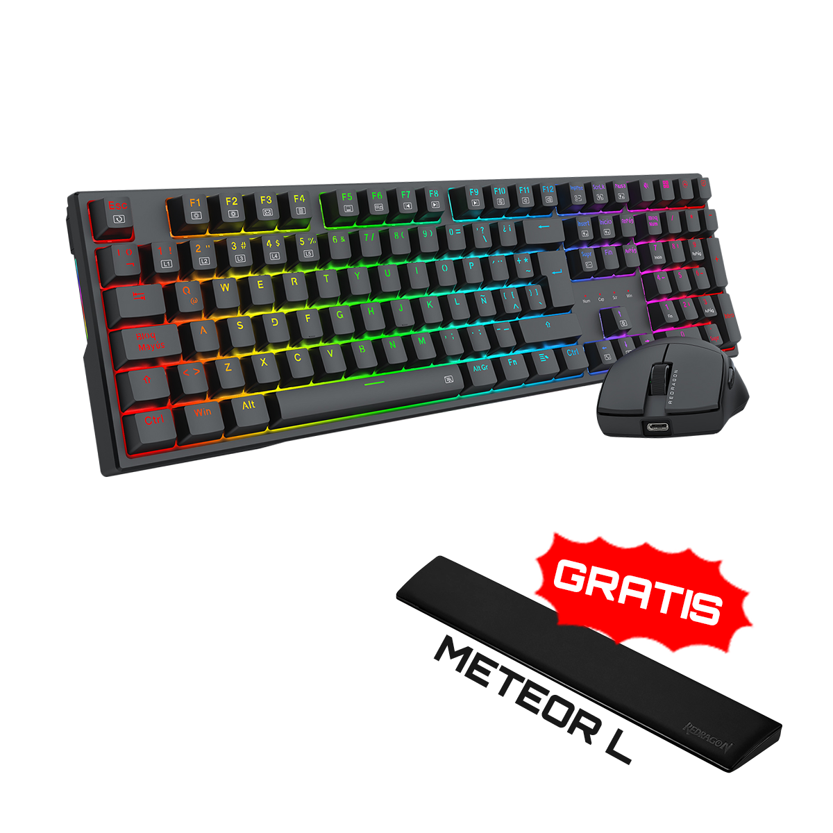 Combo Redragon S146-SP Teclado Trundle K668RGB Spanish + Mouse M724 BLACK