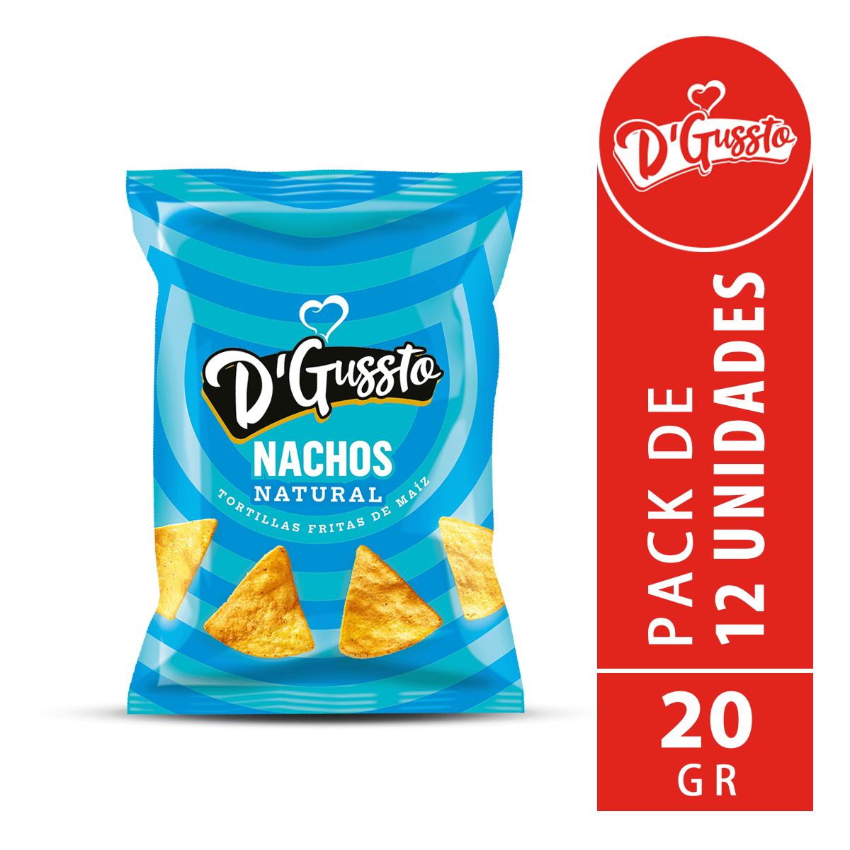 D GUSSTO SNACKS NACHOS FRITOS NATURAL BOLSA 20 GRS 12