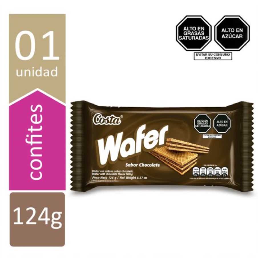 WAFER SABOR CHOCOLATE 124 GR
