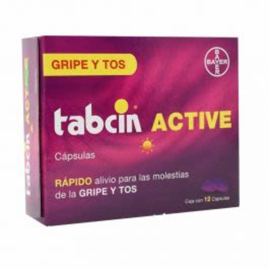TABCIN ACTIVE 12 CAPS. 250/5.10/10/2 MG. Dextrometorfano+Fenilefrina ...