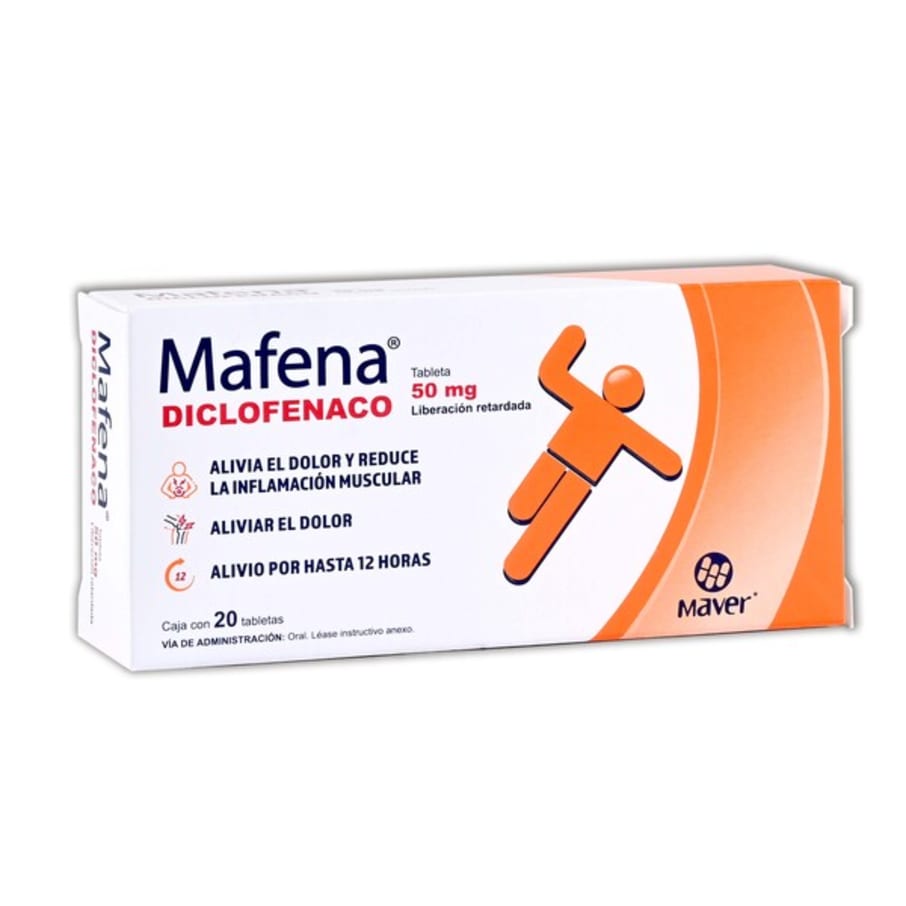 MAFENA c/20 TABS. 50 MG. (DF) Diclofenaco (Tópico) 1.16%