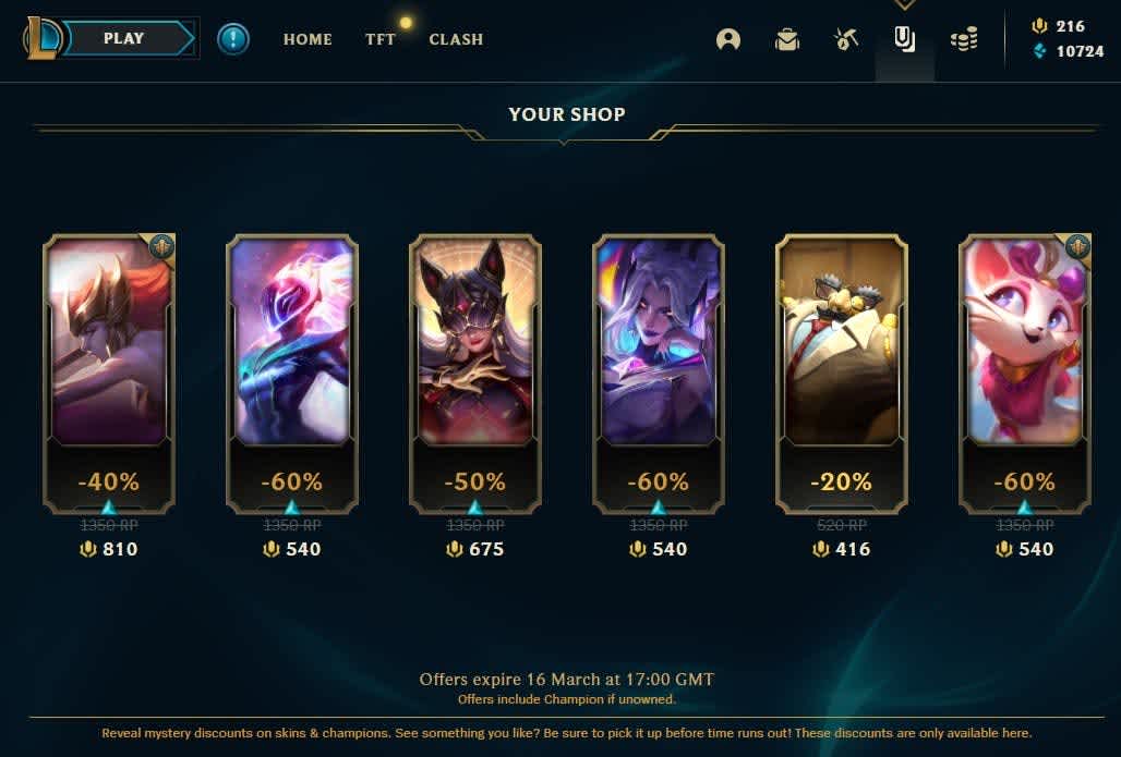 LoL Your Shop: Upcoming Dates, How It Works | Rivalry
