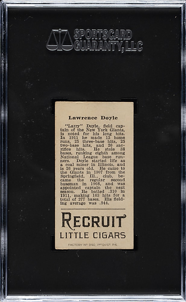 1912 T207 Brown Background Lawrence Doyle SGC VG/EX 4