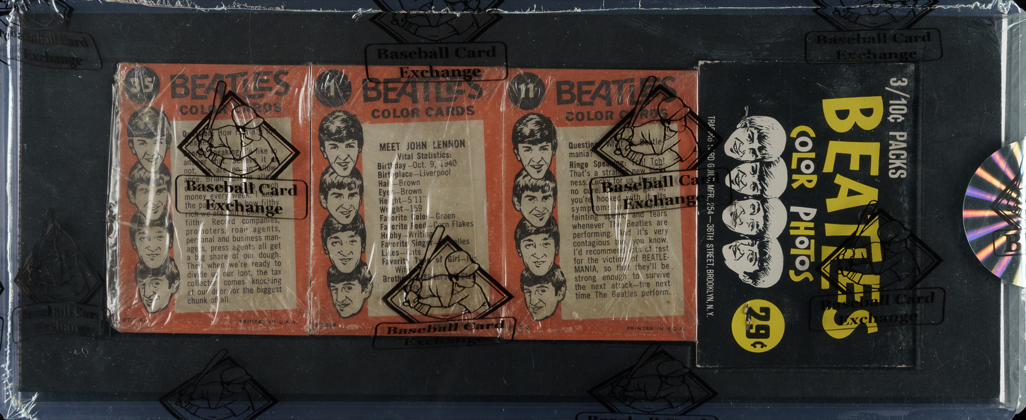 1964 Topps "Beatles - Color" Unopened Rack Pack - BBCE