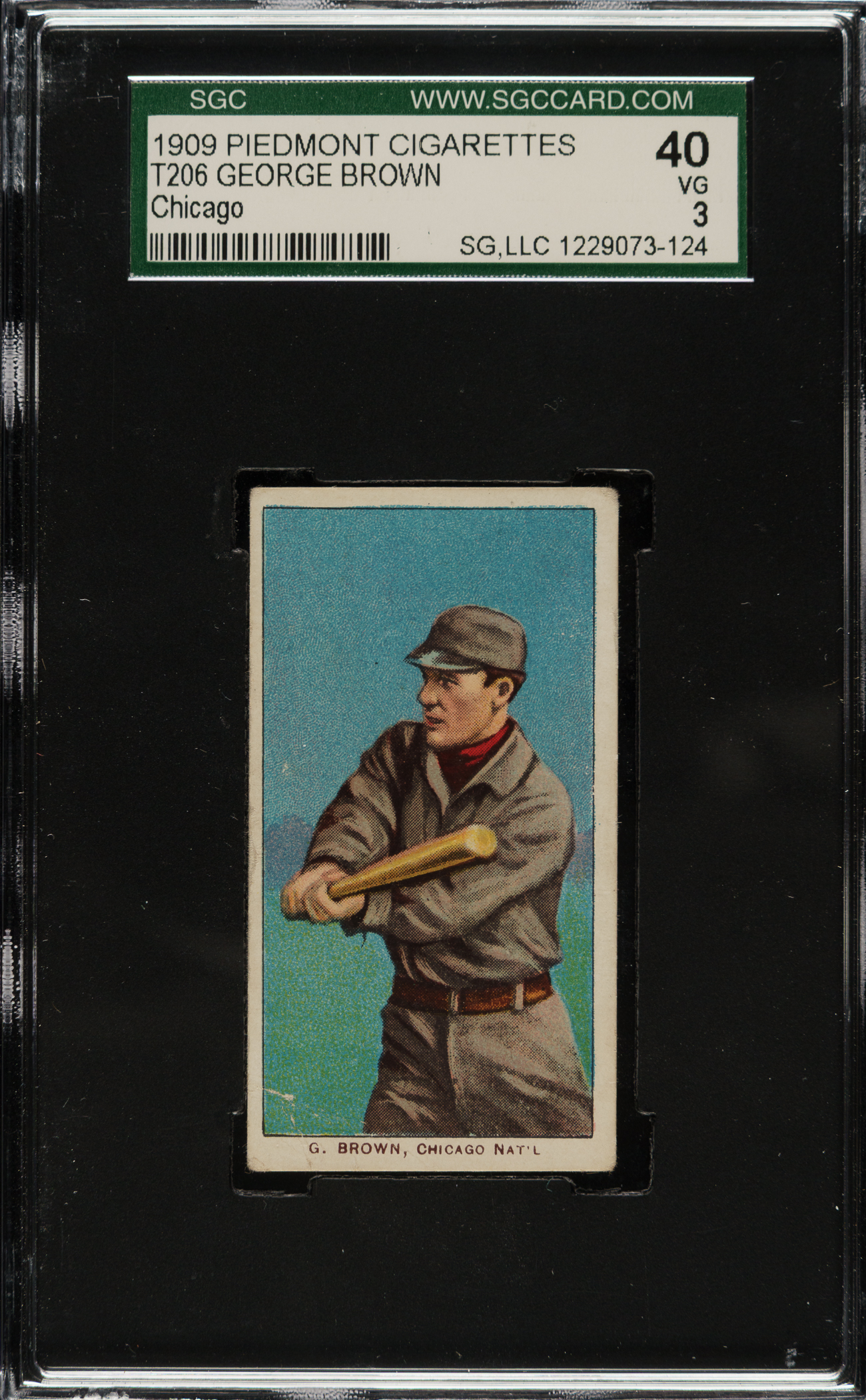 1909-1911 T206 White Border George Brown Chicago SGC VG 40