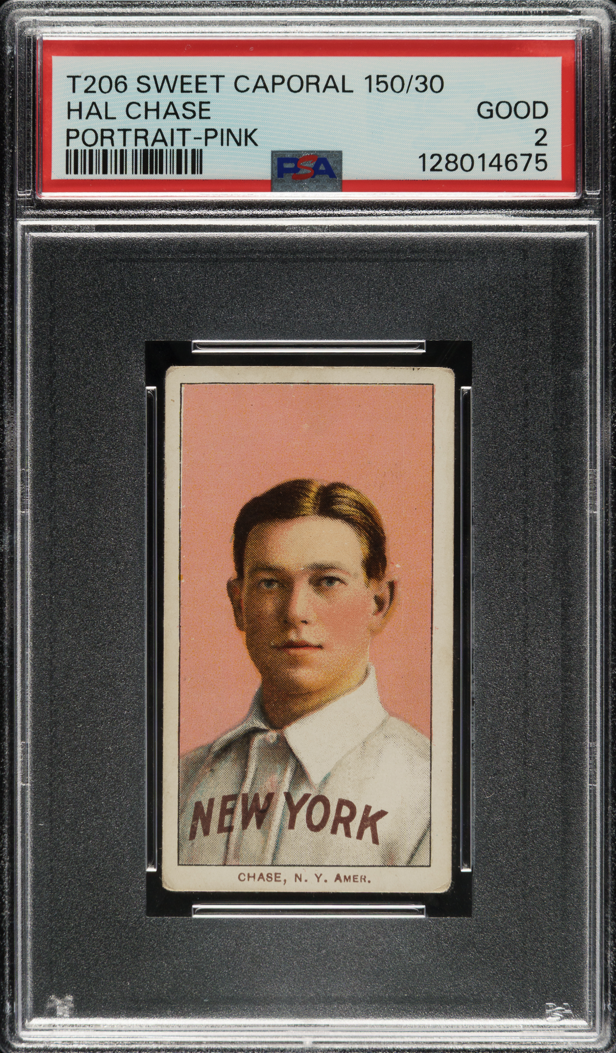 1909-1911 T206 White Border Hal Chase Portrait Pink Background PSA GOOD 2