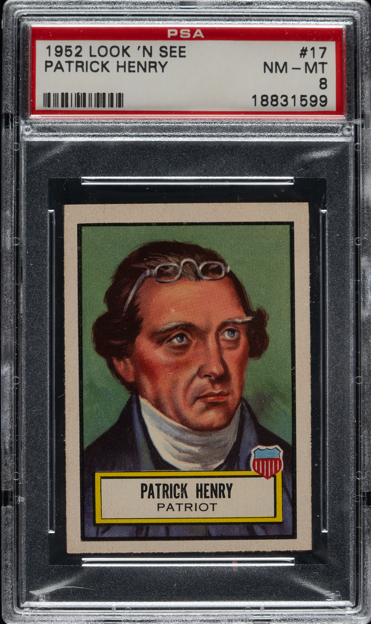 1952 Topps "Look 'n See" #17 Patrick Henry PSA NM-MT 8