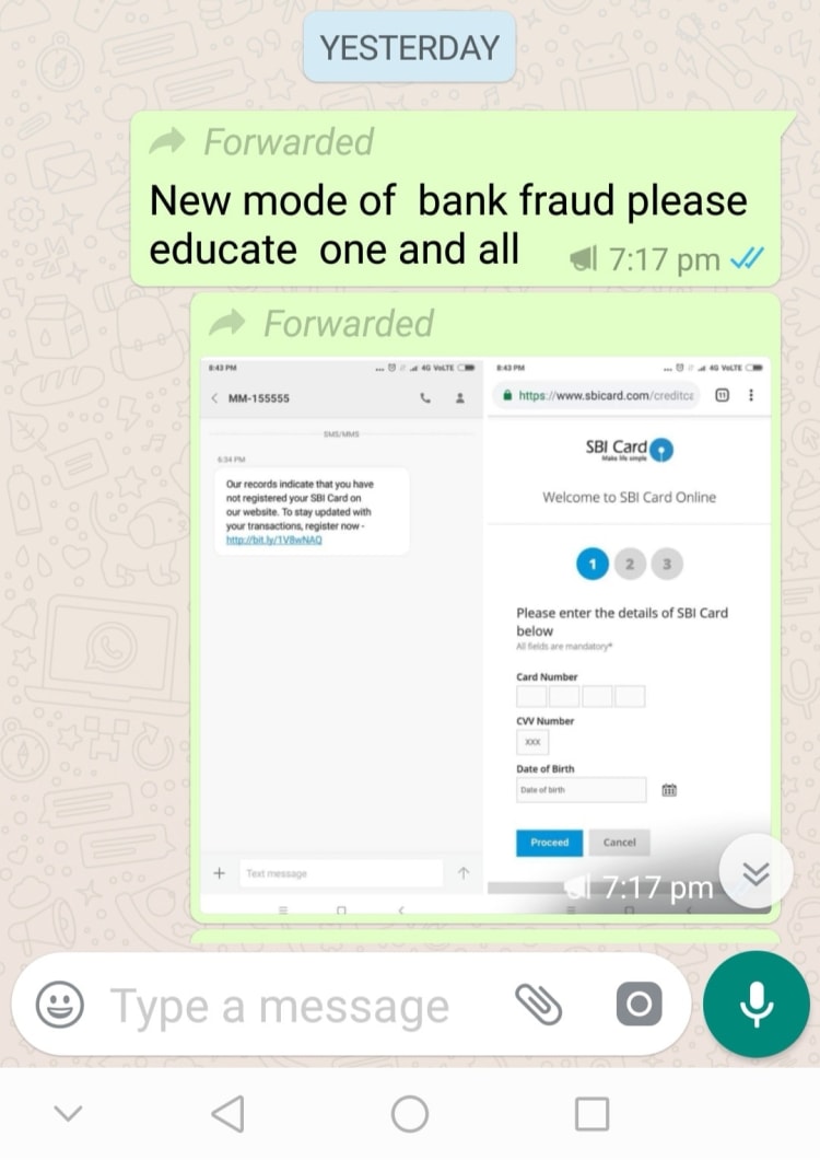 Shame: Almost everyone forwarded the FAKE, SBI bank fraud message
