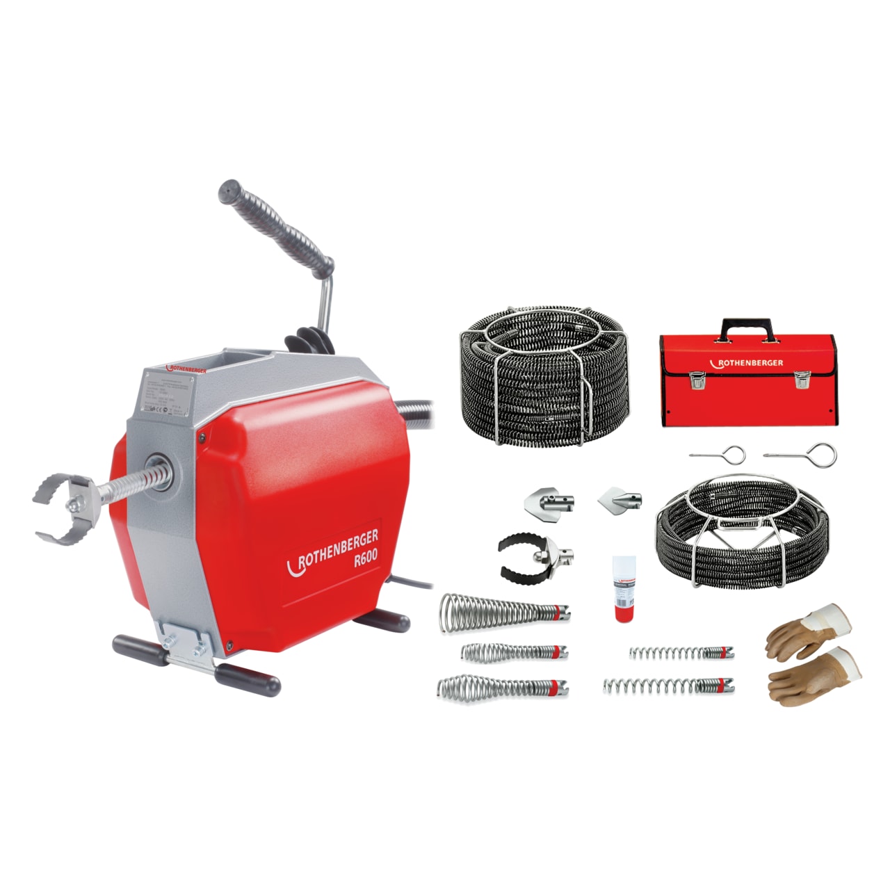 R600 Pipe cleaning machine with spiral/tool set 16-22 mm | Pipe ...