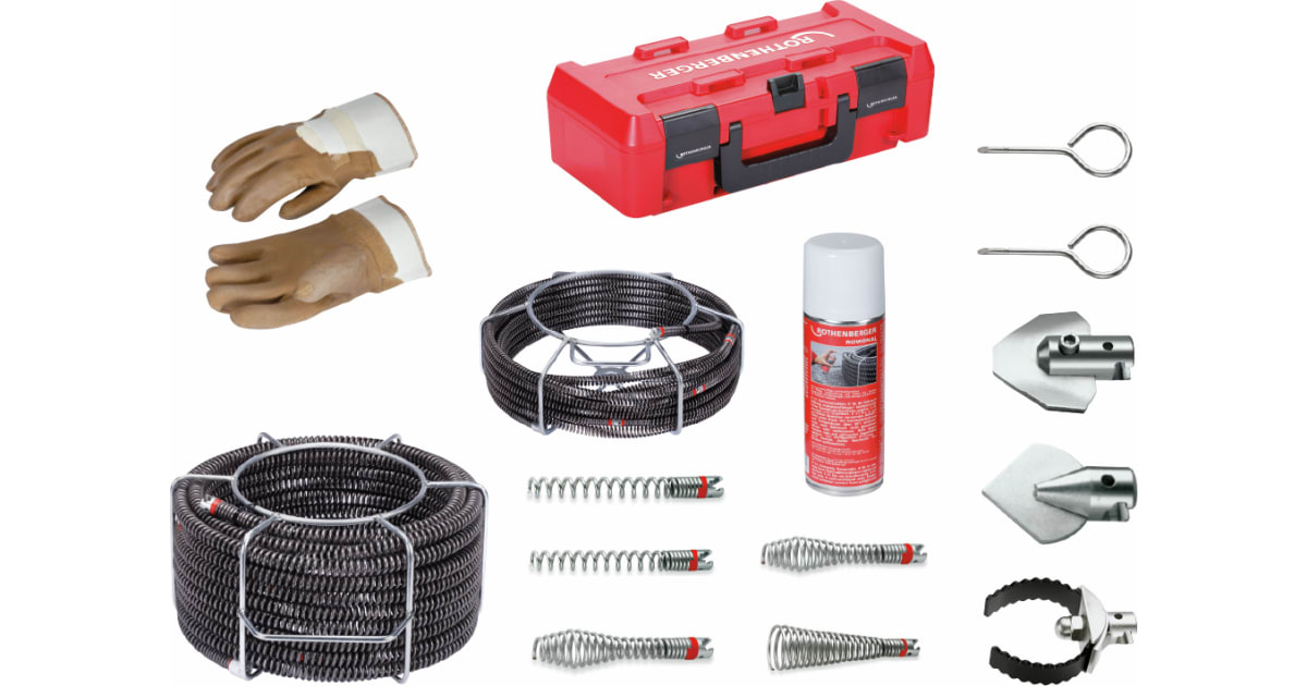 Spiral/tool set standard, 16-22 mm | Drain clearing spirals | ROTHENBERGER