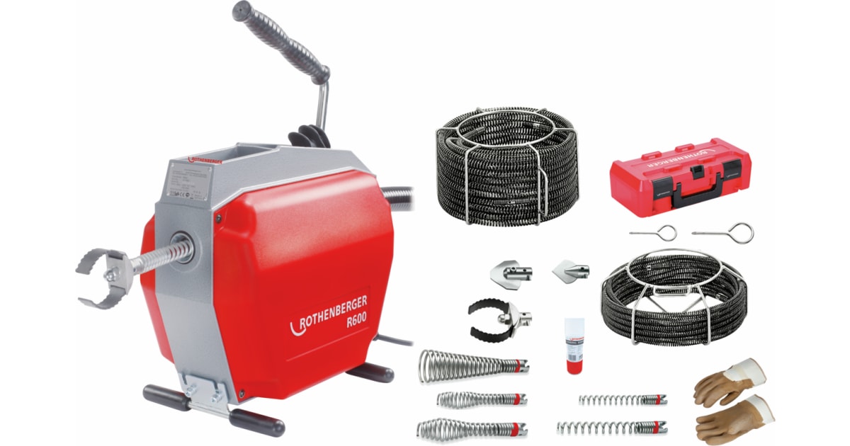 R600 Pipe cleaning machine with spiral/tool set 16-22 mm | Pipe ...
