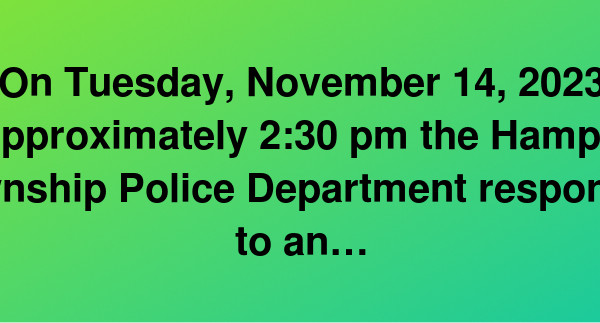 On Tuesday November 14 2023 At Approximately 2 30 Pm The Hampden