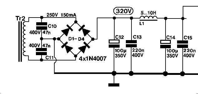 Tube Amp Power Supply Schematic 6GV8 (ECL85) Audio Amplifier