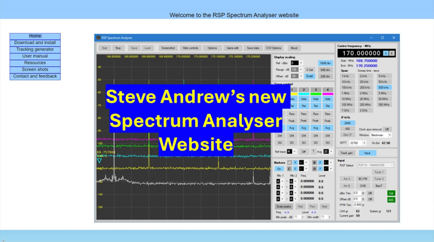 New Spectrum Analyser software for SDRplay SDR receivers