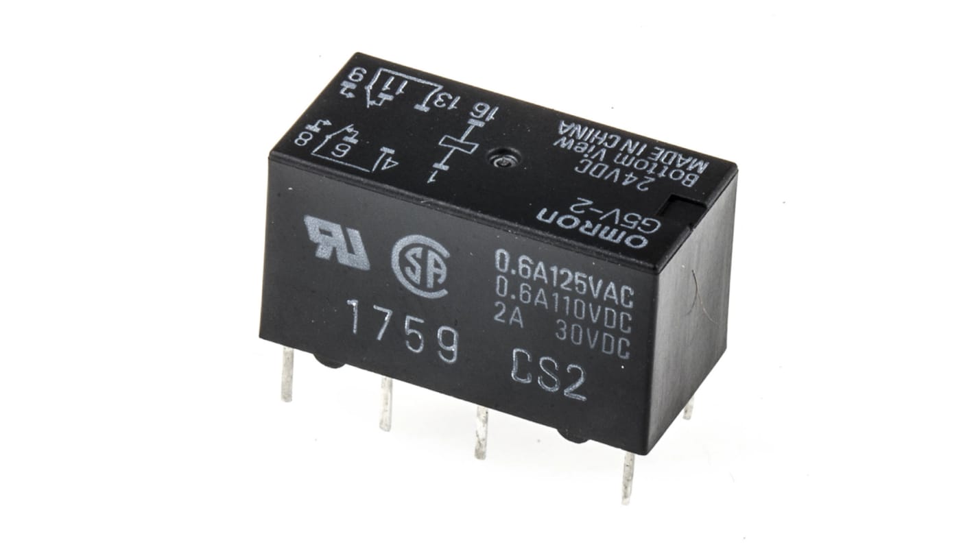 G5V-2 24DC | Omron PCB Mount Signal Relay, 24V dc Coil, 2A Switching Current, DPDT | RS