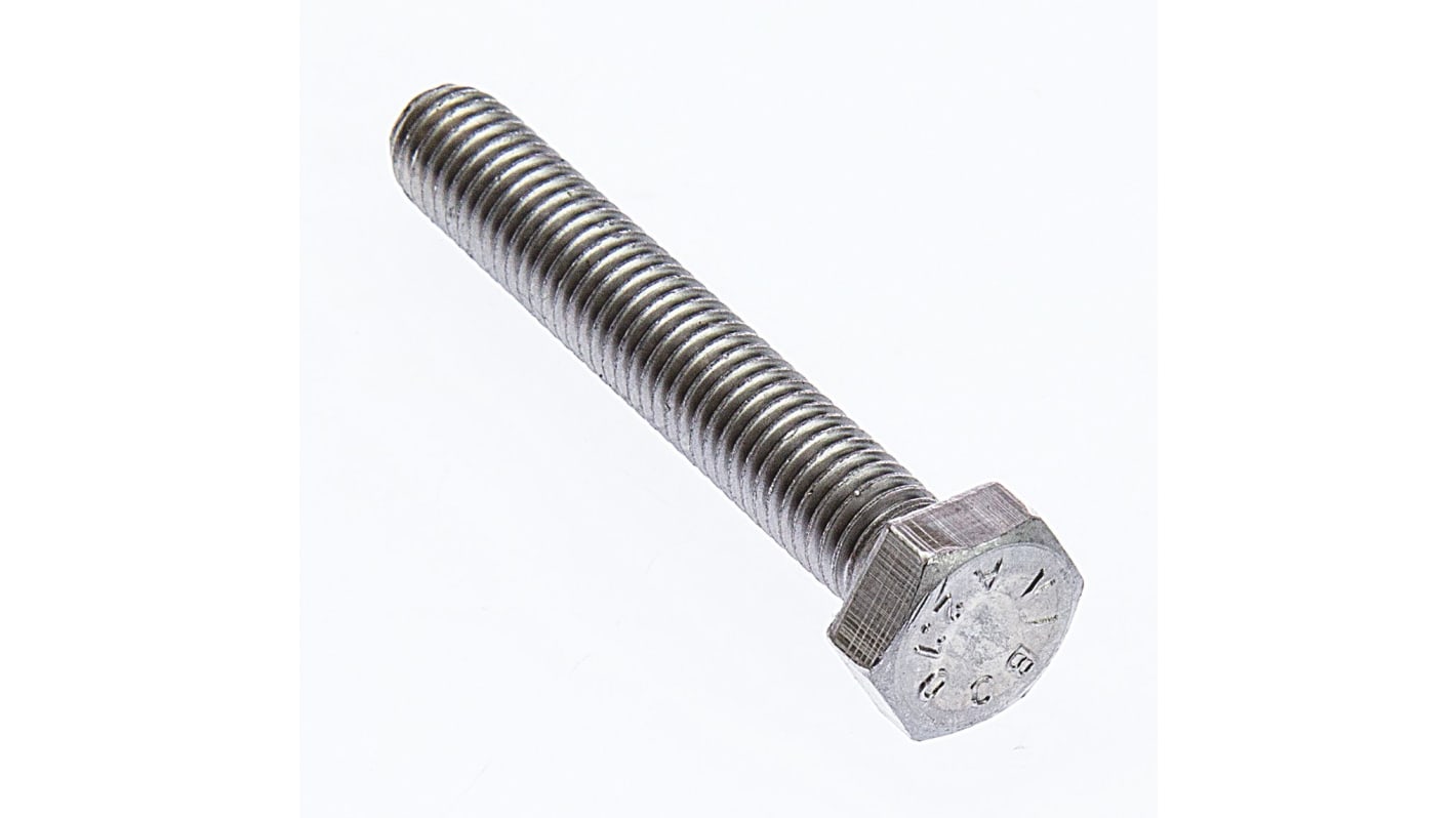 Plain Stainless Steel Hex, Hex Bolt, M8 x 50mm | RS