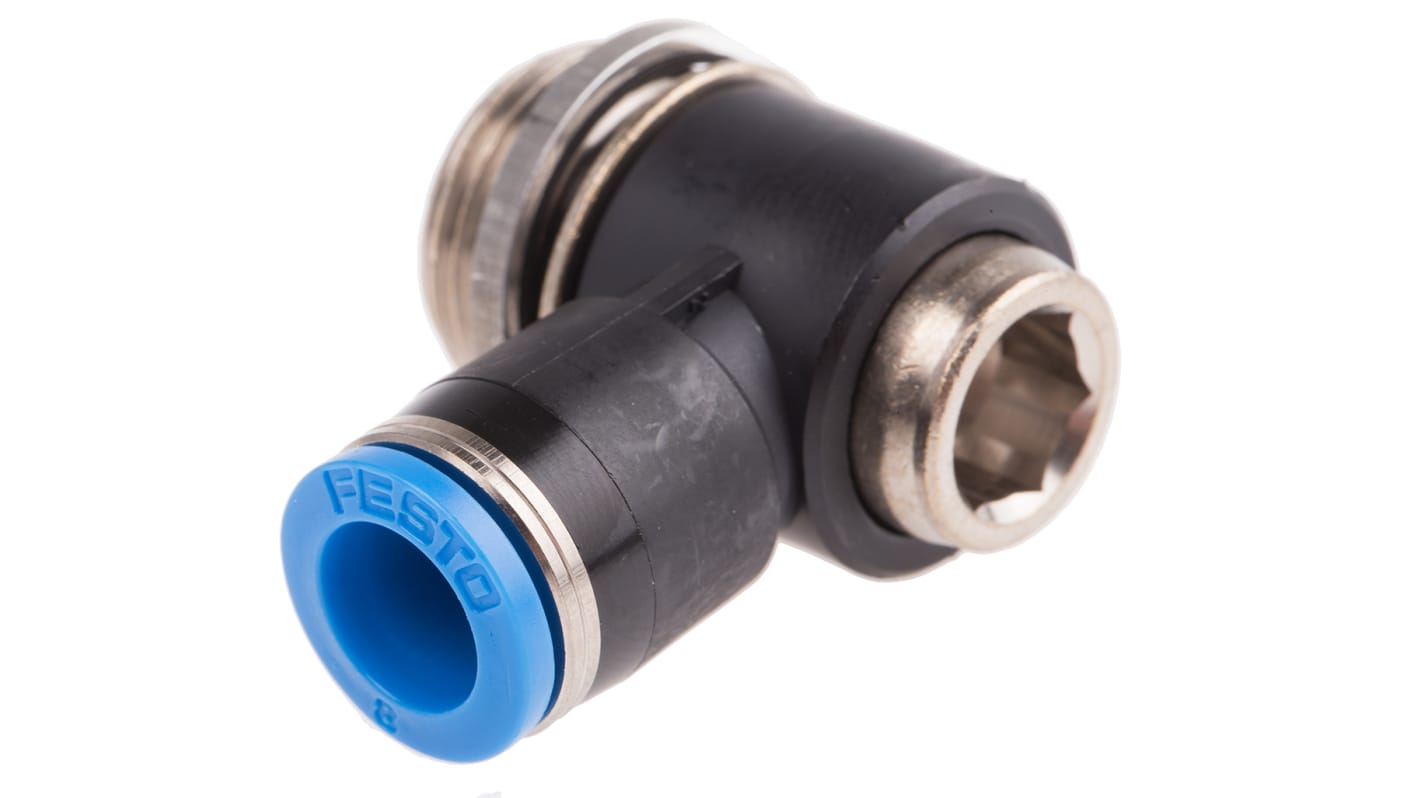QSLV-G3/8-8-I | Festo QS Series Elbow Threaded Adaptor, G 3/8 Male to Push In 8 mm, Threaded-to ...