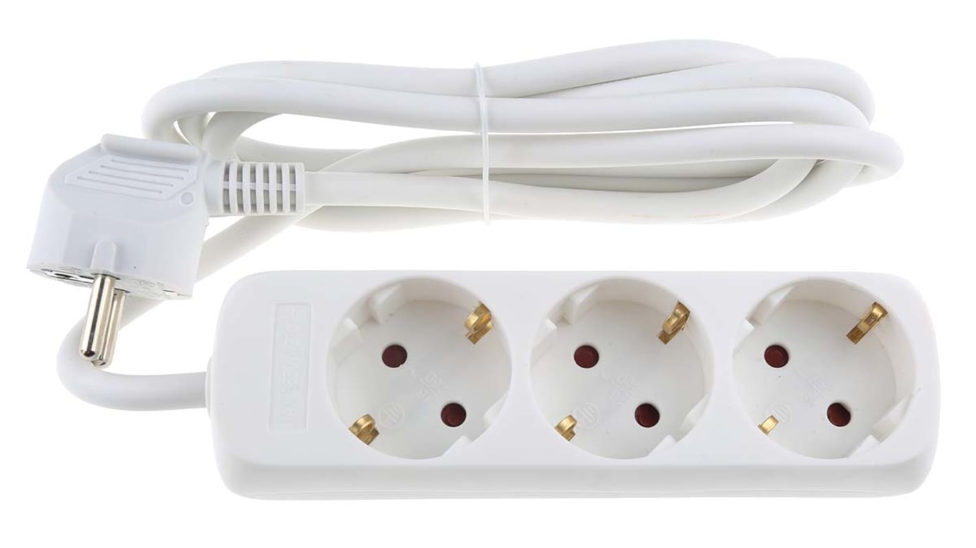RS PRO 1.5m 3 Socket Type F - German Schuko Extension Lead, 230 V ac | RS