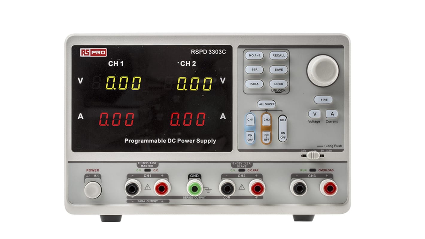 RS PRO Bench Power Supply, 220W, 3 Output, 0 → 32V, 3.2A | RS