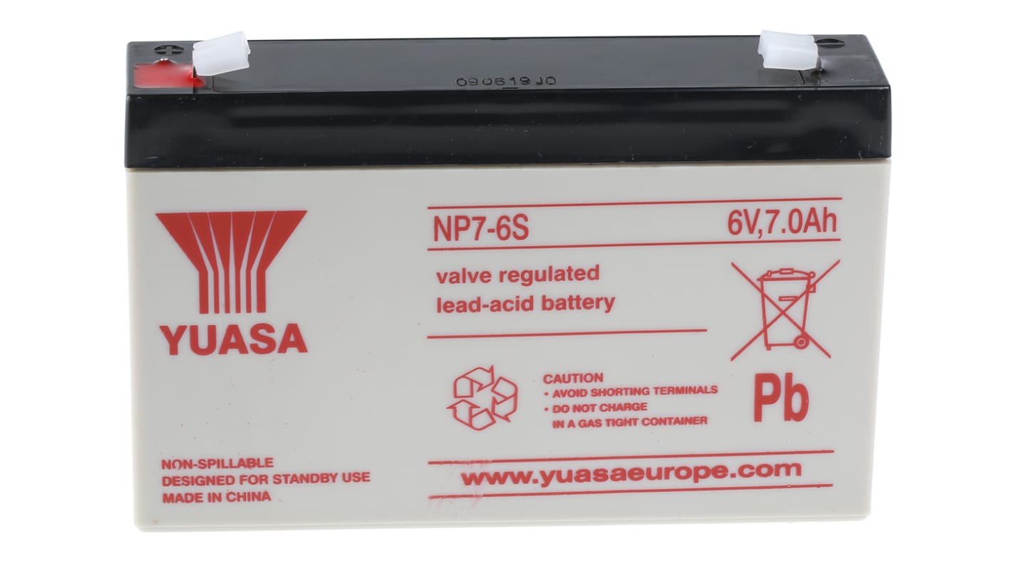 NP7-6RS | Yuasa 6V Faston F1 Sealed Lead Acid Battery, 7Ah | RS