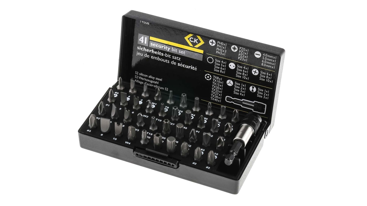 T4508 | CK Driver Bit Set 41 Pieces, Clutch, Phillips, Slotted, Spanner ...