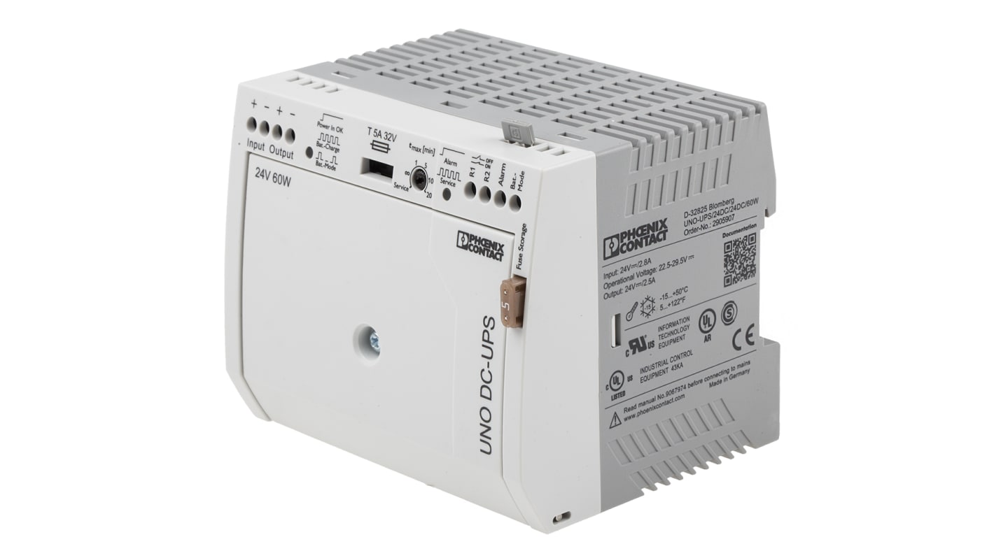 2905907 | Phoenix Contact 29.5V dc Input DIN Rail Uninterruptible Power ...