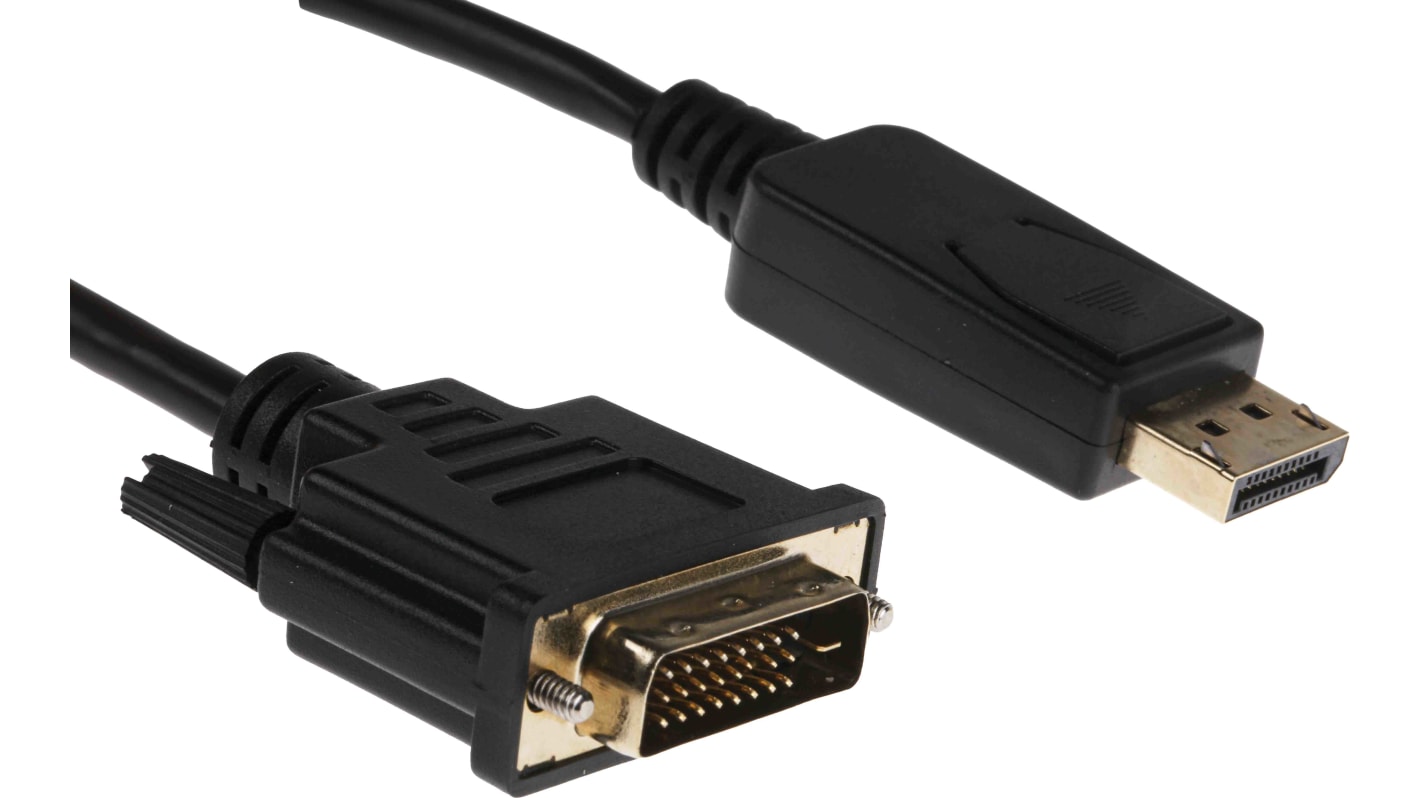 RS PRO Male DisplayPort to Male DVI-D Dual Link Cable, 1080p, 1m | RS