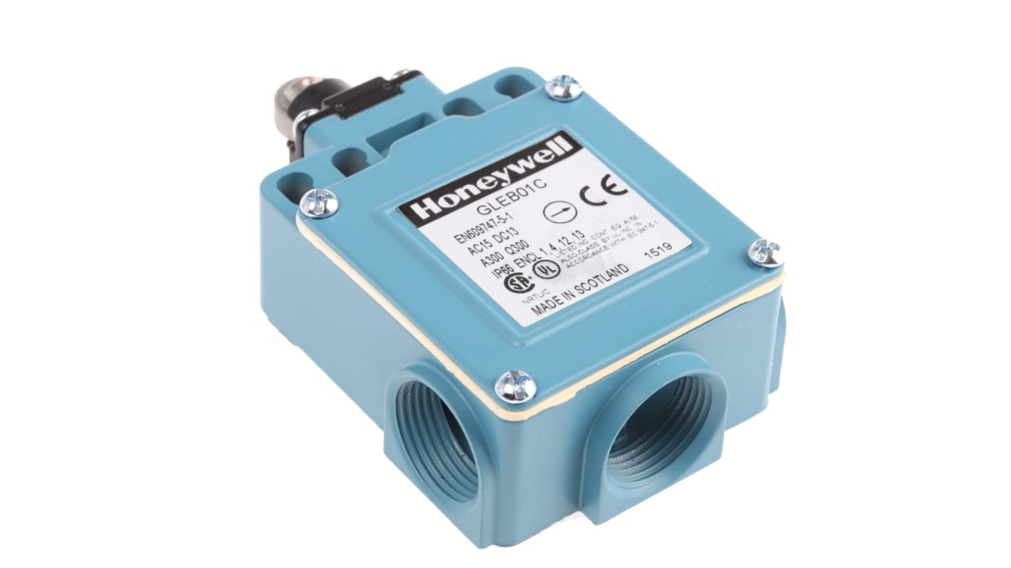 GLEB01C | Honeywell GLE Series Roller Plunger Limit Switch, NO/NC, IP66, SPDT, Die Cast Zinc ...