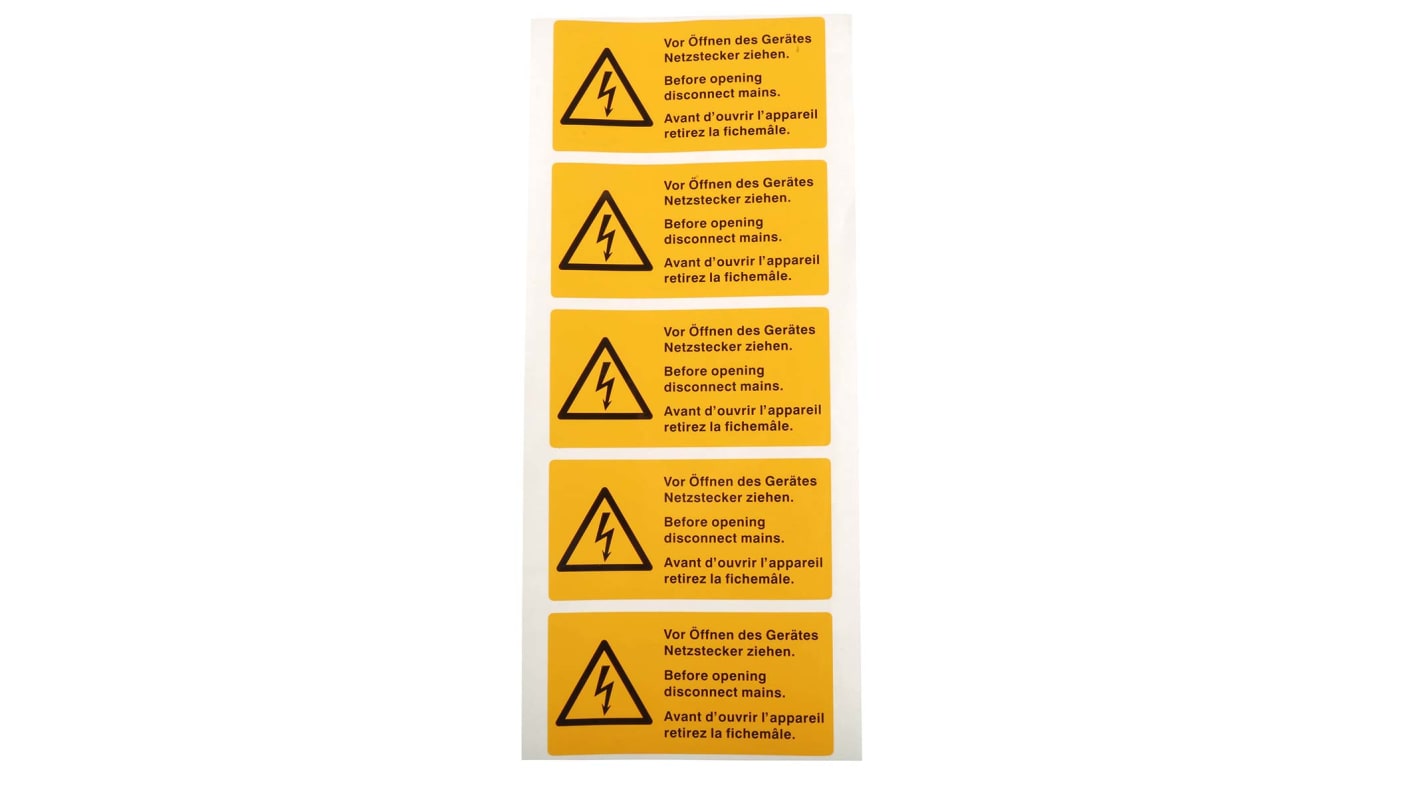 ESSW50105 | Idento Yellow PVC Safety Labels, Vor Öffnen des Gerätes ...