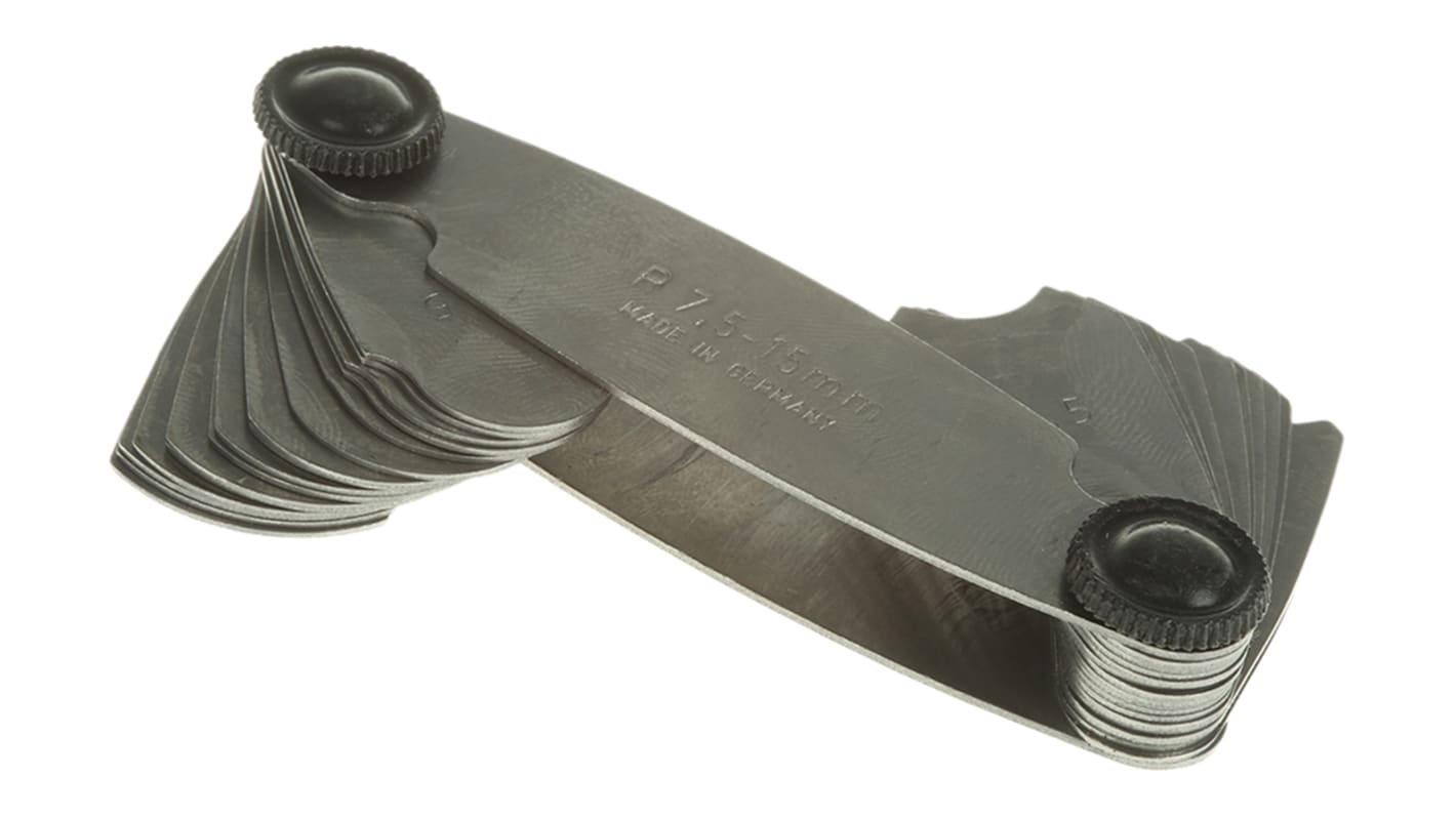 1724 7,5-15MM | MikronTec Metrisch Radiuslehre Radienlehre, 16 Bl. Metr ...
