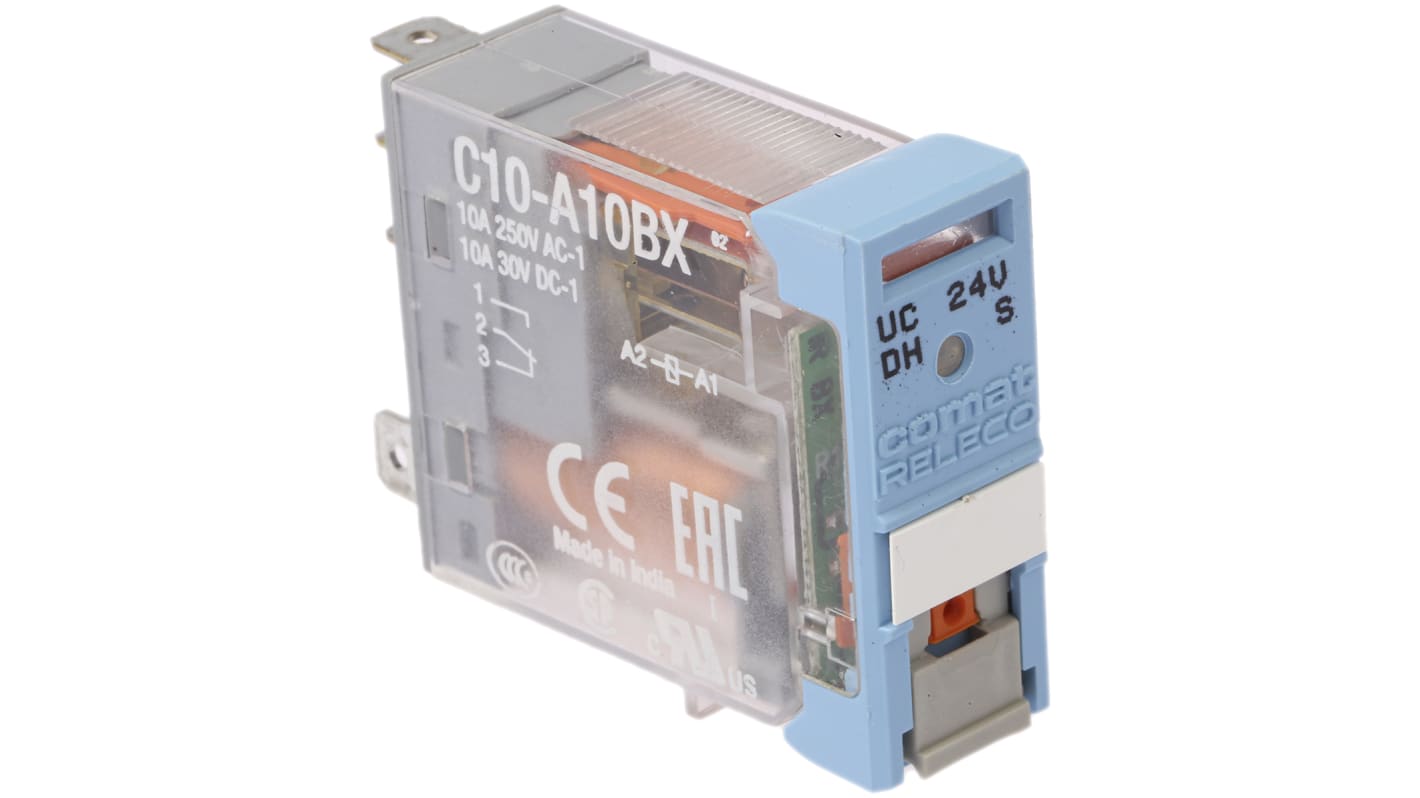 C10-A10BX / AD 24 V | Releco Plug In Power Relay, 24V ac/dc Coil, 10A Switching Current, SPDT | RS