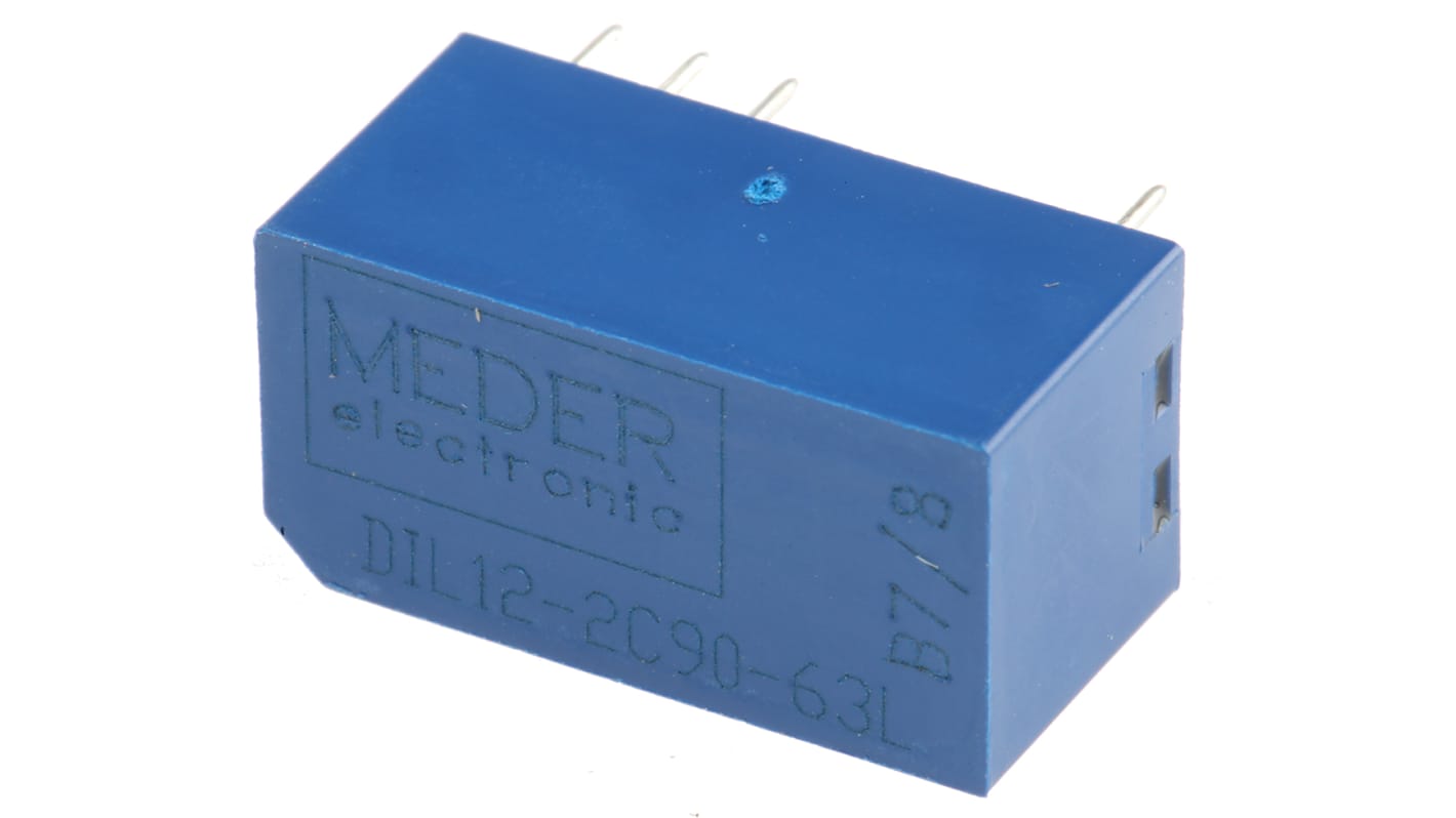 DIL12-2C90-63L | Meder PCB Mount Reed Relay, 12V dc Coil, DPDT, 175V dc ...