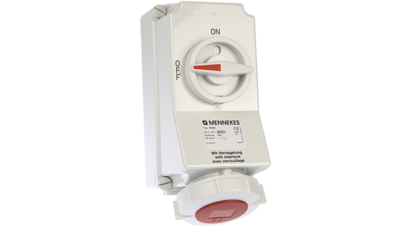 5608A | MENNEKES Switchable IP67 Industrial Interlock Socket 3PN+E ...