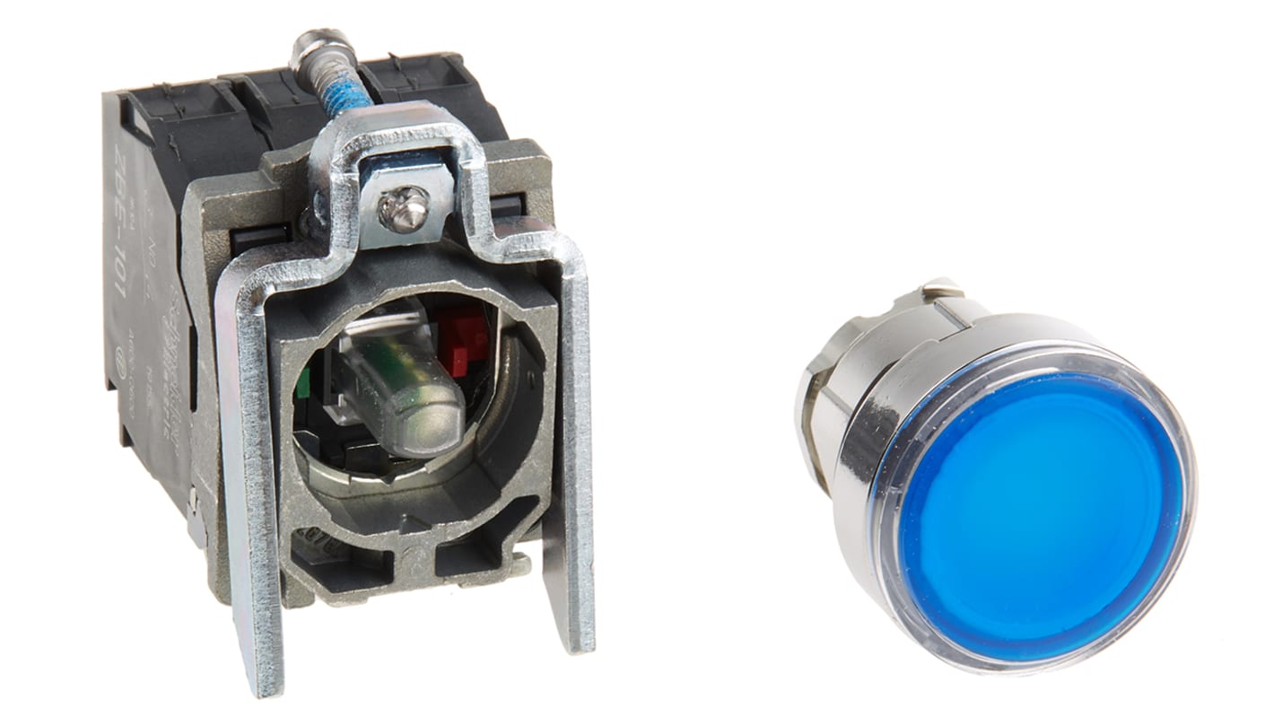 XB4BW36B5 | Schneider Electric Harmony XB4 Series Illuminated Push Button, Panel Mount, NO/NC ...