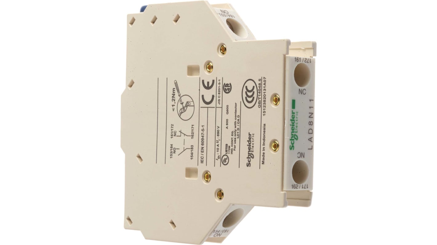 LAD8N11 | Schneider Electric TeSys Auxiliary Contact Block - 1NO + 1NC ...