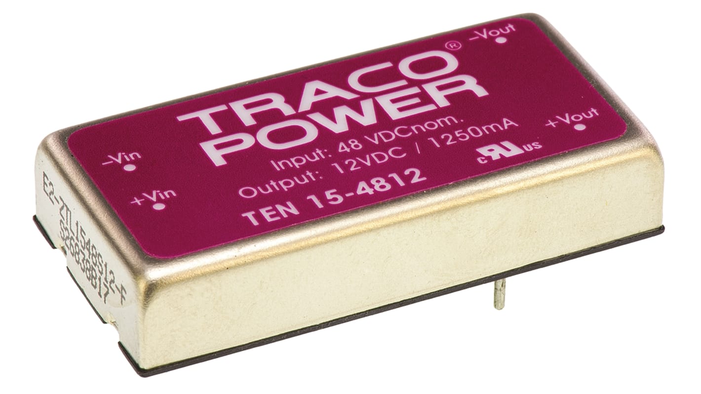 TRACOPOWER 絶縁DC-DCコンバータ Vout：12V dc 36 → 75 V dc, 15W, TEN 15-4812 | RS